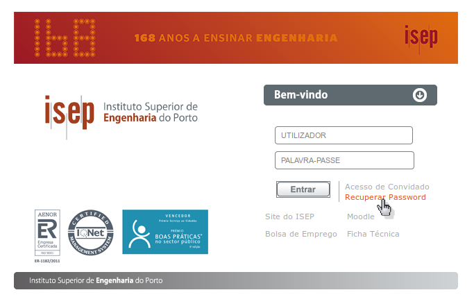 FAQ'S - Instituto Superior de Engenharia do Porto - Como recuperar a senha de acesso (Portal ...
